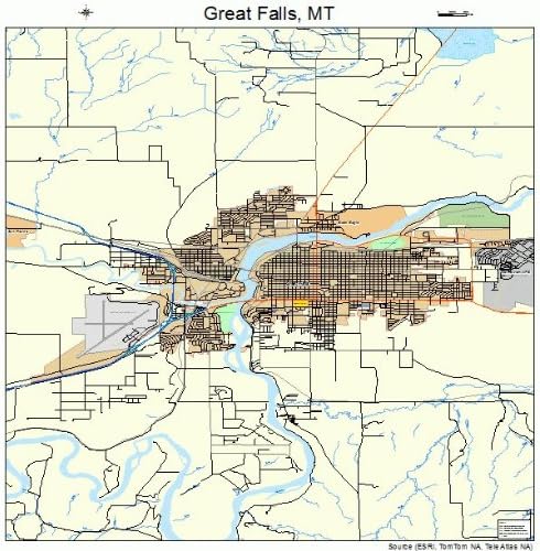 Amazon.com: Large Street & Road Map of Great Falls, Montana MT ...
