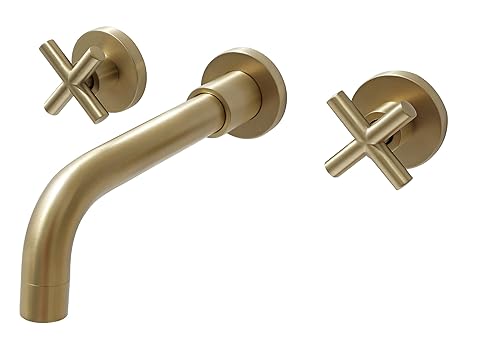SITGES Gold Bathroom Faucet, Double Handle Wall Mount Bathroom Sink ...