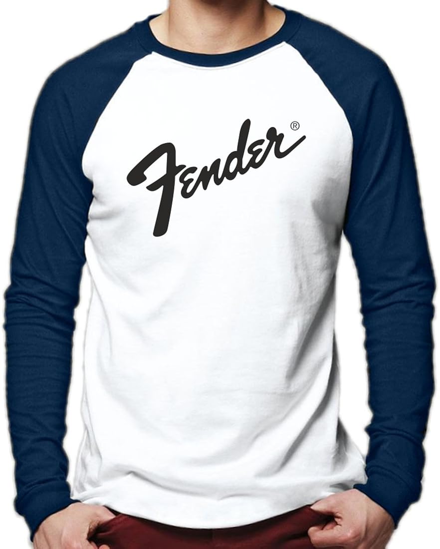 Fender Guitars Baseball T Shirt Long Sleeve Tee (S, Navy White): Amazon ...