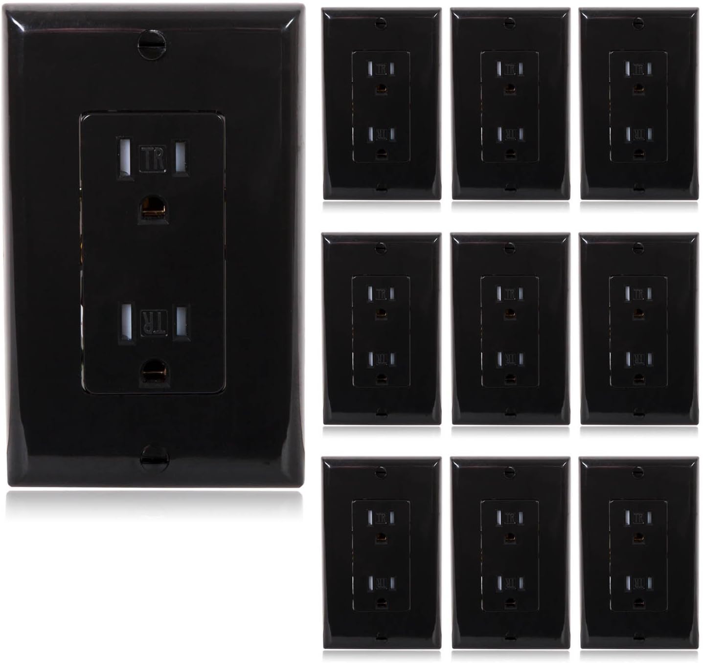 Maxxima Tamper Resistant Black Duplex Receptacle Standard Decorative ...