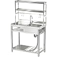 ROOMTEC 304 Stainless Steel Utility Sink Set, Single Bowl Commercial ...