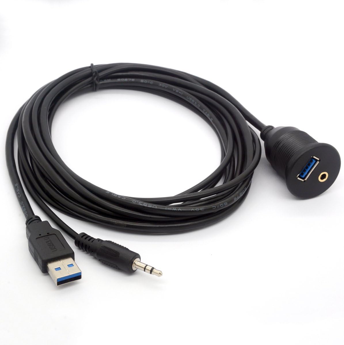 USB 3.0 Flush Mount Cable – USB 3.0 and 3.5mm Aux Extention Mount ...