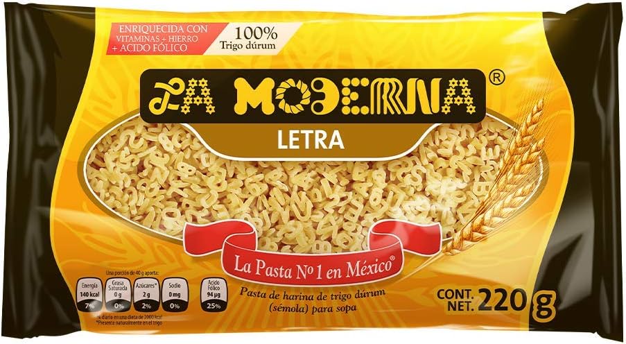 La Moderna 7501018314552 Letra - Pasta para Sopa, 220 Gramos: Amazon.com.mx