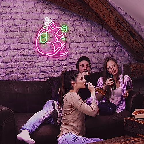 NOSUN Cat Neon Sign, Animal Neon Lights Signs, Drink Beer Cat Led Signs ...