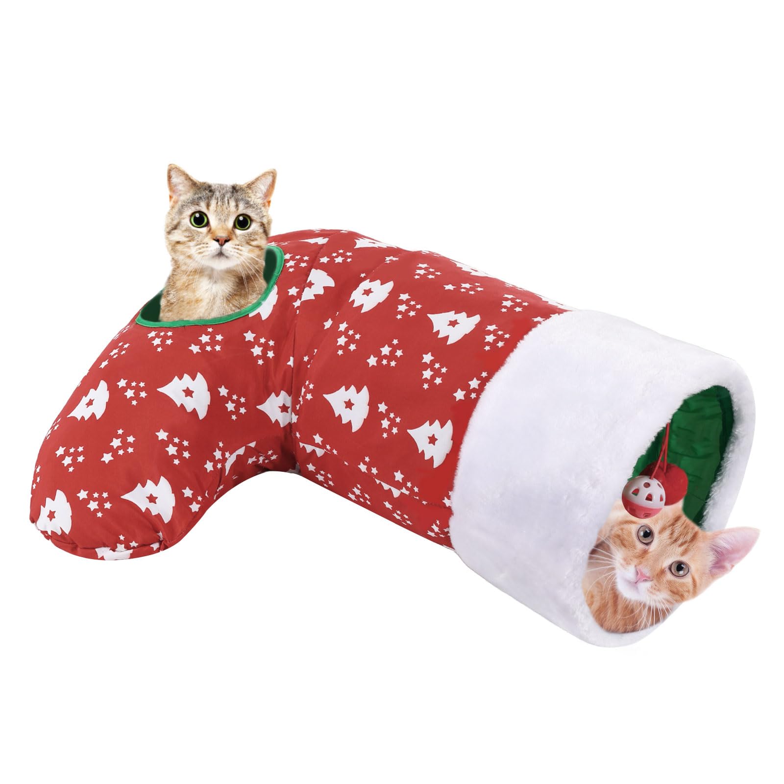 Pawaboo Cat Tunnel Christmas Sock with Bell Balls, Upgraded 2 Way Cat ...