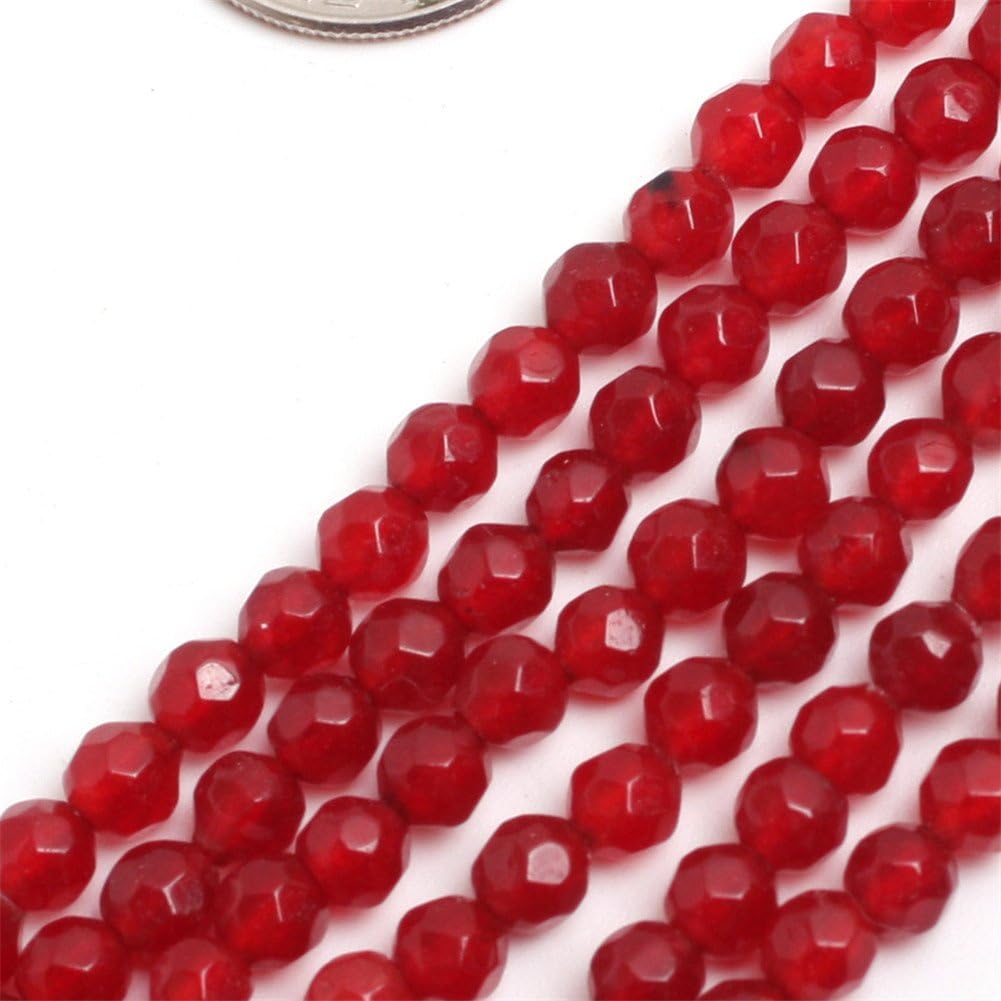 Amazon.com: GEM-inside Red Jade Gemstone Loose Beads 4mm Facted Round ...