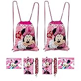 Amazon.com | Disney Mickey and Minnie Mouse Drawstring Backpacks Plus ...