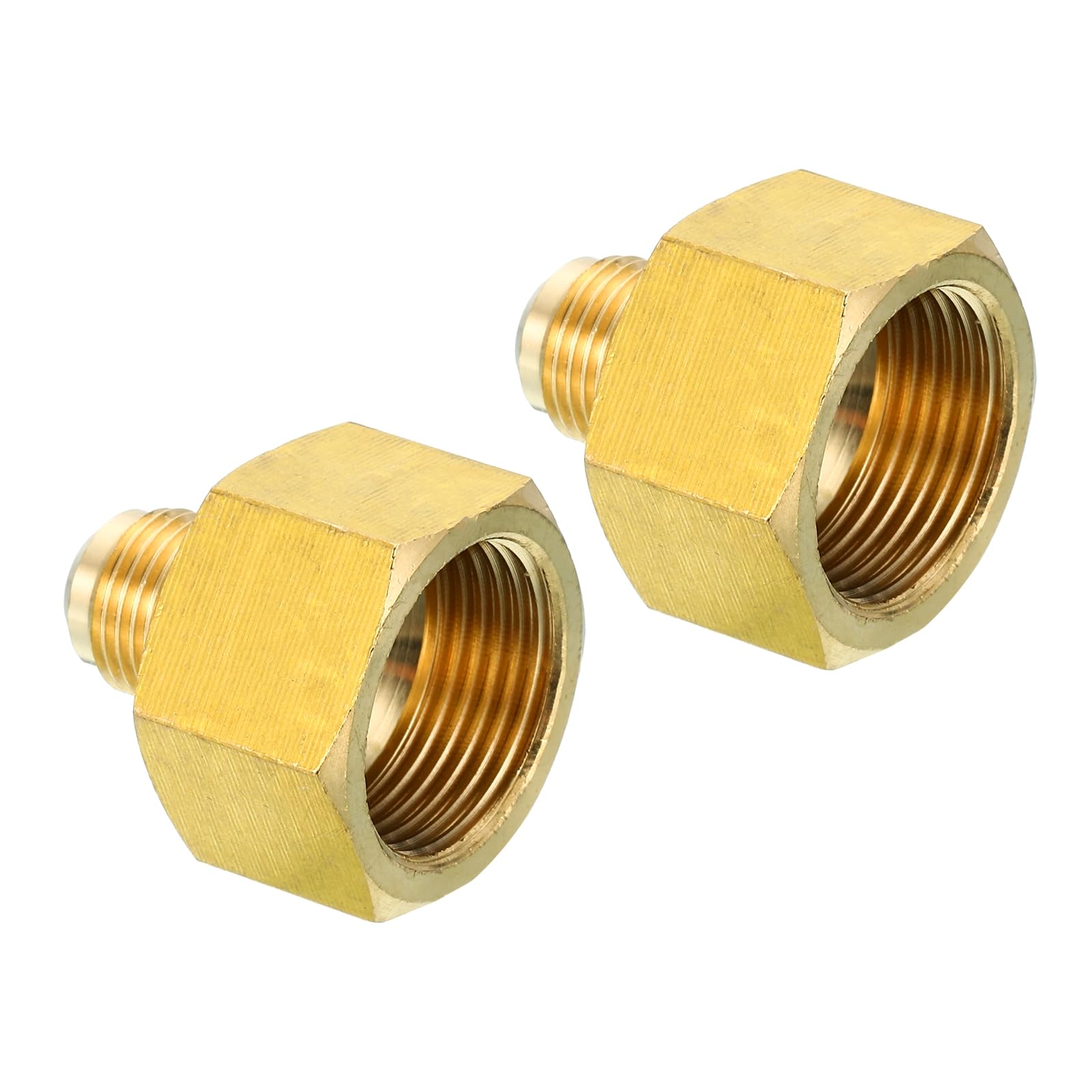 PATIKIL 3/4 Inch Female x 3/8 Inch Male Flare Connector, 2Pcs SAE 45 Degree Brass Adapter Pipe ...