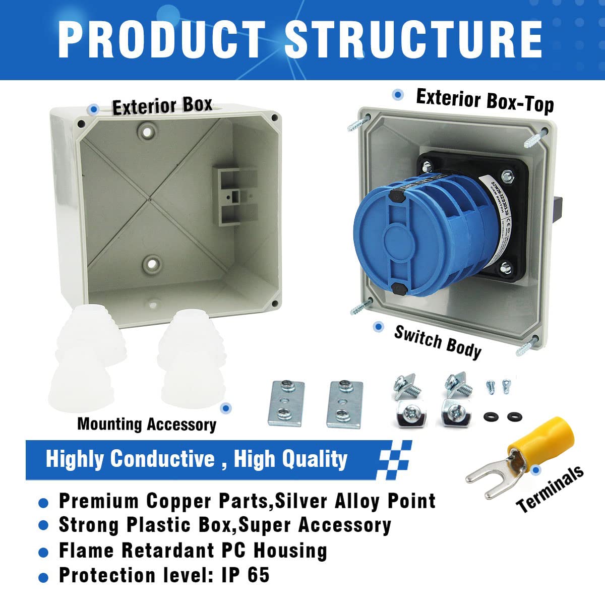 Mua KEYMOO 40A Rotary Changeover Switch with Exterior Box, 3 Position 3 Phase 12 Terminals ...