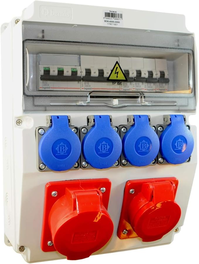Baustromverteiler/Wandverteiler 4 x 230V/16A & 1 x CEE 16A/400V & 1 x ...