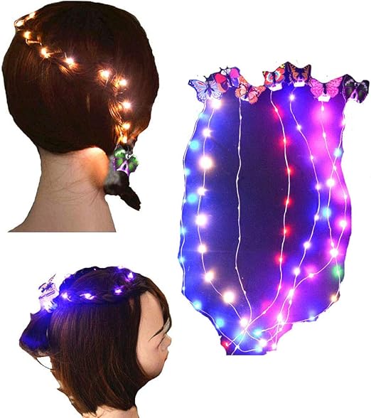7pcs Girls Women DIY Hair LED Lights String Blinking Hair Styling Tools ...