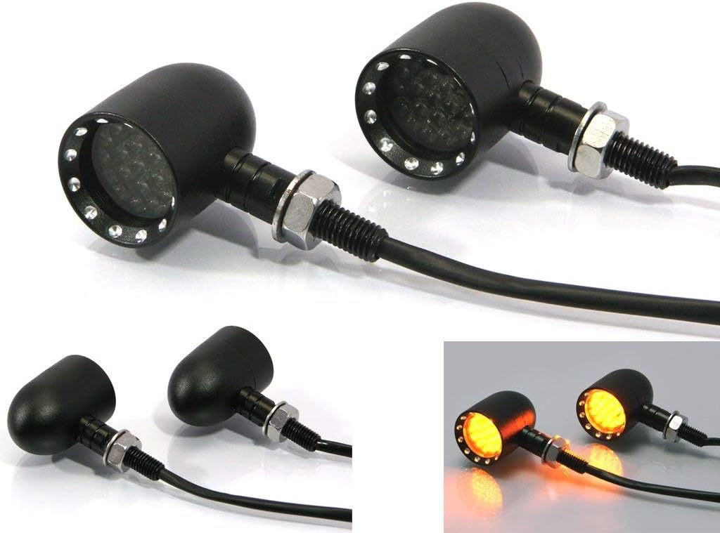 Motorbike LED Indicators – Black Metal – for Cafe Racer Style Vintage ...