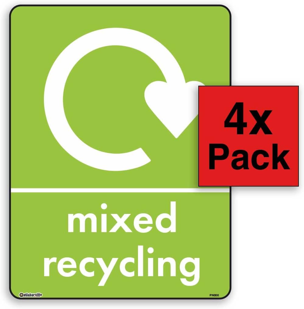 Mixed Recycling Bin StickerSign – WRAP, Self Adhesive Vinyl [A6 100mm x ...