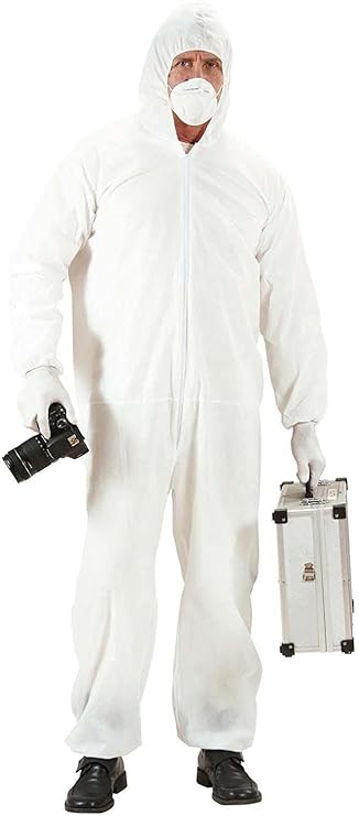 Mega_Jumble® Men's Crime Scene Investigator Jumpsuit, Mask & Gloves ...