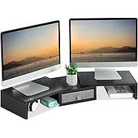 Amazon.com: TEAMIX Dual Monitor Stand Riser with Drawer - Length and ...