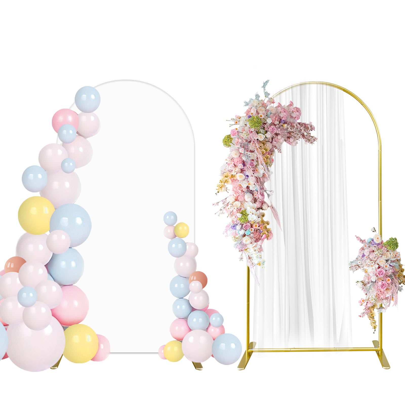 6.6FT Wedding Arch Backdrop Stand and White Arch Cover, Aluminum Arch ...