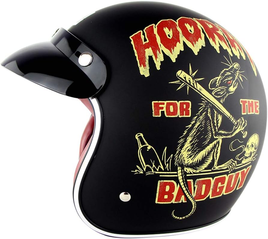 GLR Retro 3/4 Open Face Motobike Helm Mofa Jet-Helm Cruiser Bobber ...