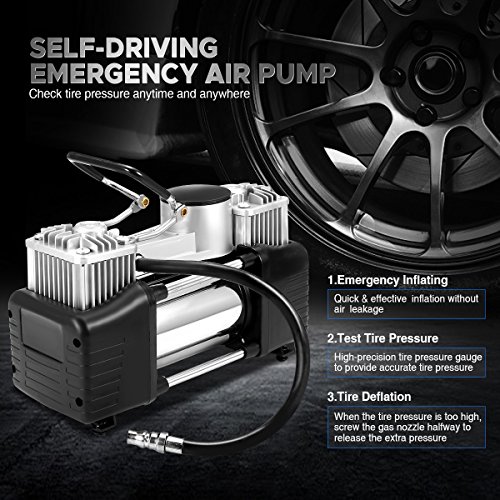 AUDEW Portable Air Compressor Pump, 150PSI Heavy Duty Double Cylinder ...