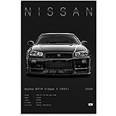 Amazon.com: JDM Poster GTR Posters Skyline R32 R33 R34 Posters Japanese Racing Car Wall Art For ...