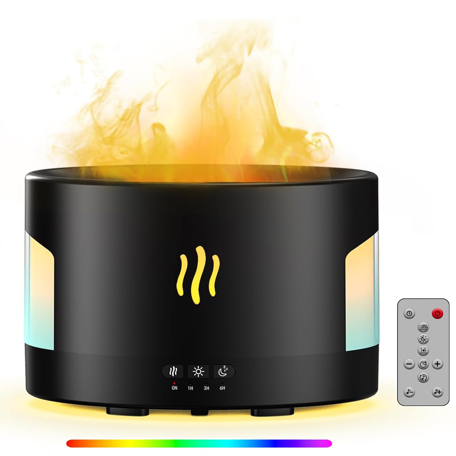 Depulat Flame Essential Oil Diffuser Humidifier, 450ml Bluetooth Fireplace Diffuser Humidifier ...