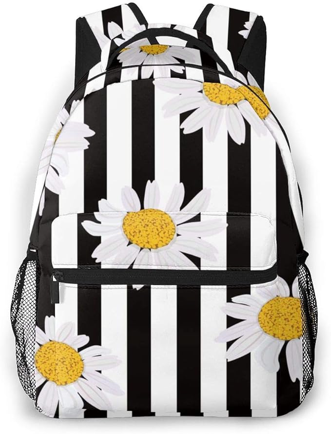 Daisy Flowers with Stripes Casual Backpack Travel Daypack Children ...