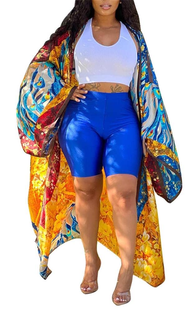 cu4eve Plus Size Kimono Swimsuit Cover Ups For Women Floral Lightweight ...