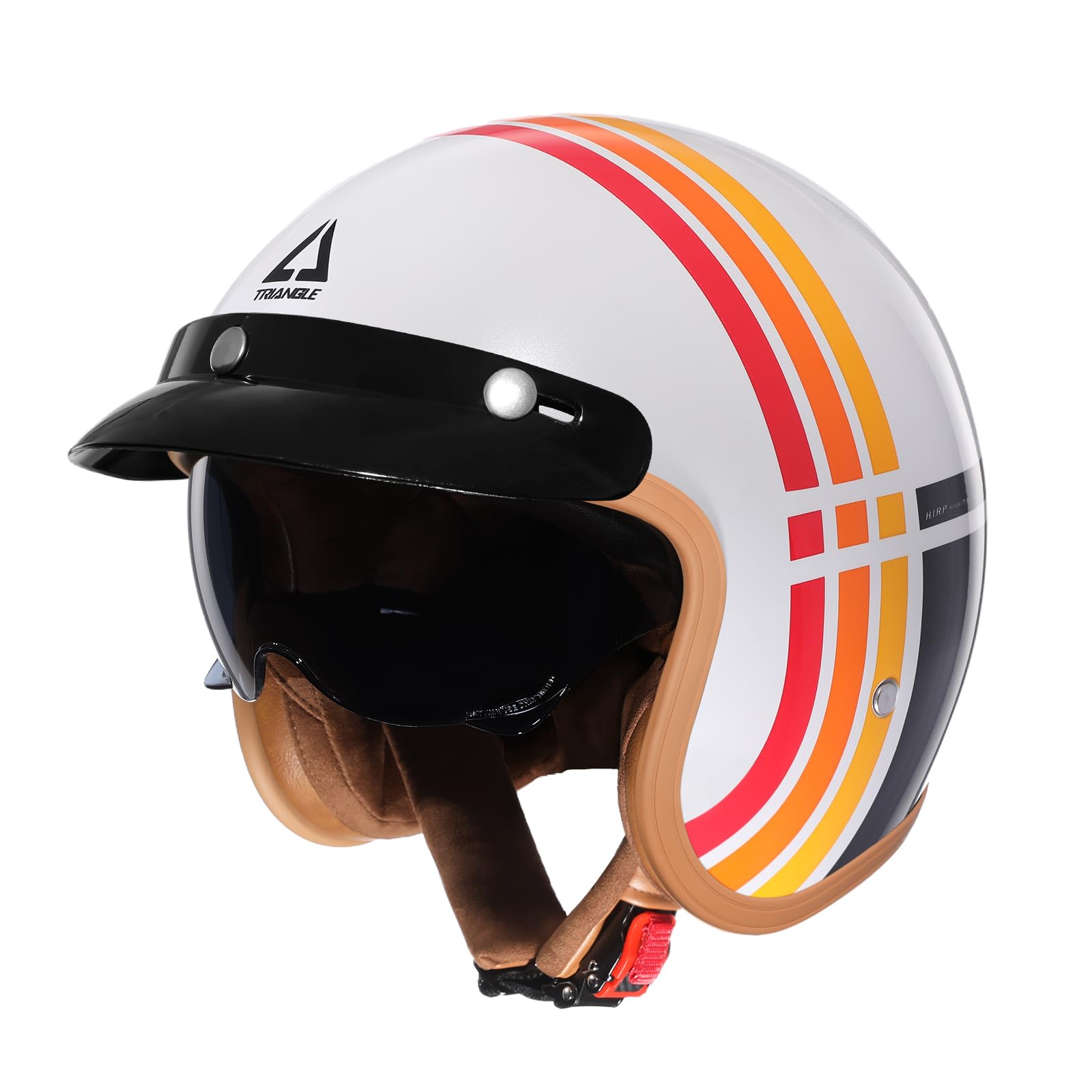 TRIANGLE 3/4 Motorcycle Helmet,Retro Vespa Open Face Adults Helmets ...