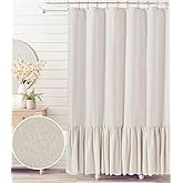 Amazon.com: Beige Farmhouse Shower Curtain with A Ruffle Hem, Linen ...