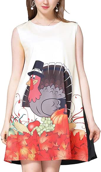 Amazon.com: Thanksgiving Day Turkey Dresses Vintage Autumn Floral ...