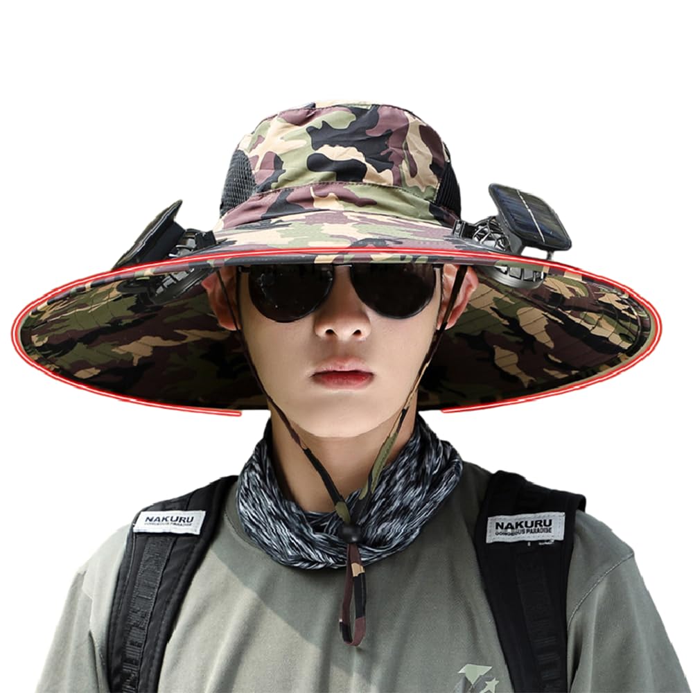 Wide Brim Sun Hat with Fans, Upf50+ Fisherman Hat for Hiking/Fishing ...