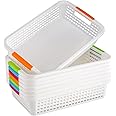Amazon.com - Lawei 8 Pack Plastic Storage Basket with Handle - 12 x 7.6 ...