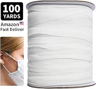 Amazon.com: 100 Yard Flat Elastic Band, Earloop Cord Roll Elastic Strap ...