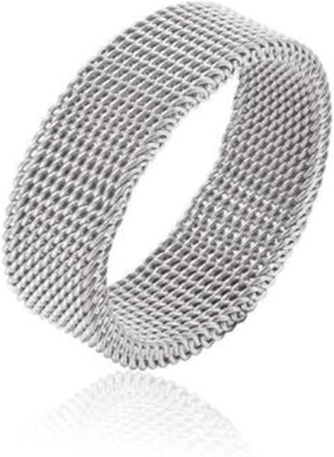 Rings stainless Steel Mesh Ring for Women and men-8,E : Amazon.co.uk ...