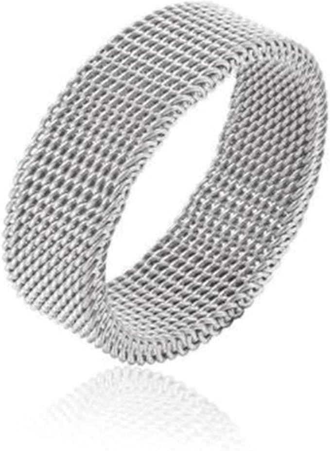 Rings stainless Steel Mesh Ring for Women and men-8,E : Amazon.co.uk ...