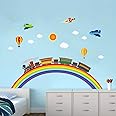 Amazon.com: ufengke Rainbow Train Wall Stickers DIY Rocket Airplane ...