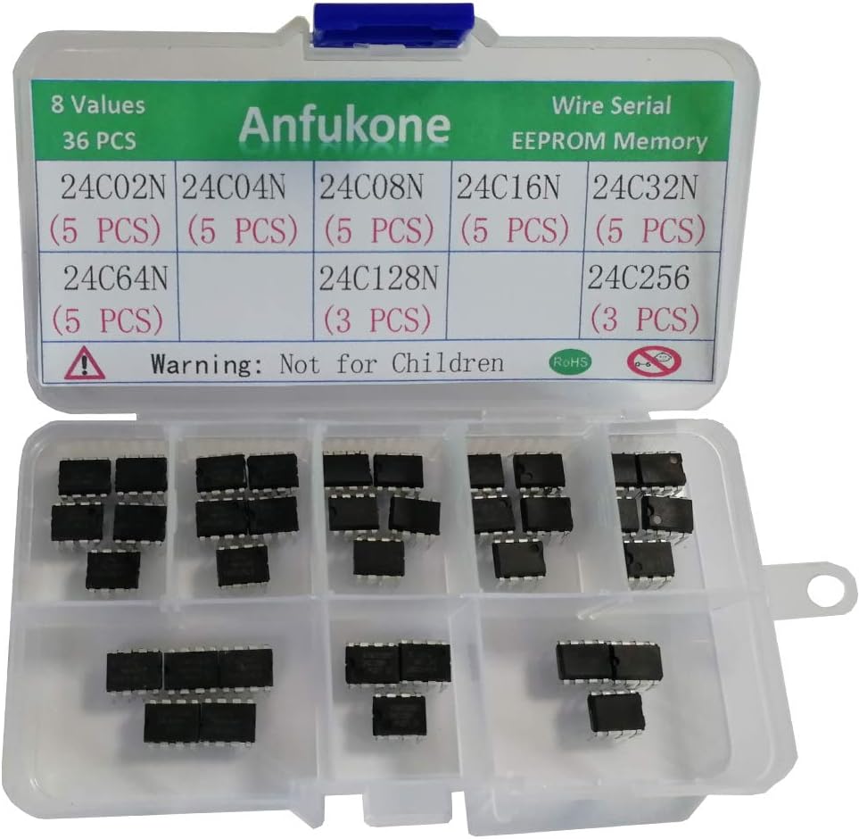 36pcs 24C02 24C04 24C08 24C16 24C32 24C64 24C128 24C256 DIP Wire Serial ...