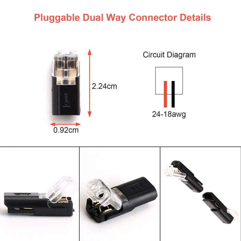 Mua Pluggable LED Wire Connectors, TYUMEN 24pcs 2 Pin 2 Way Universal ...