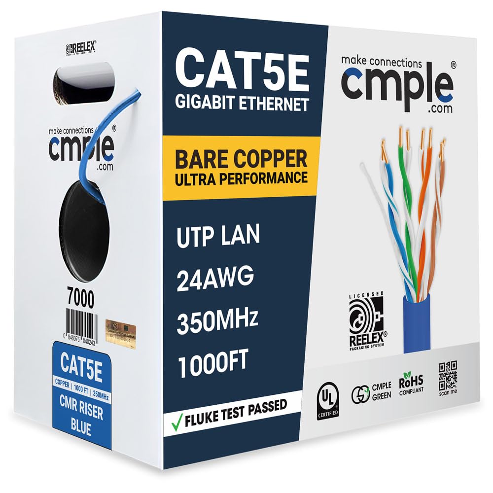 Mua Cmple - Cat 5e Ethernet Cable UL Verified Cat5e 1000ft 24 AWG Bare ...