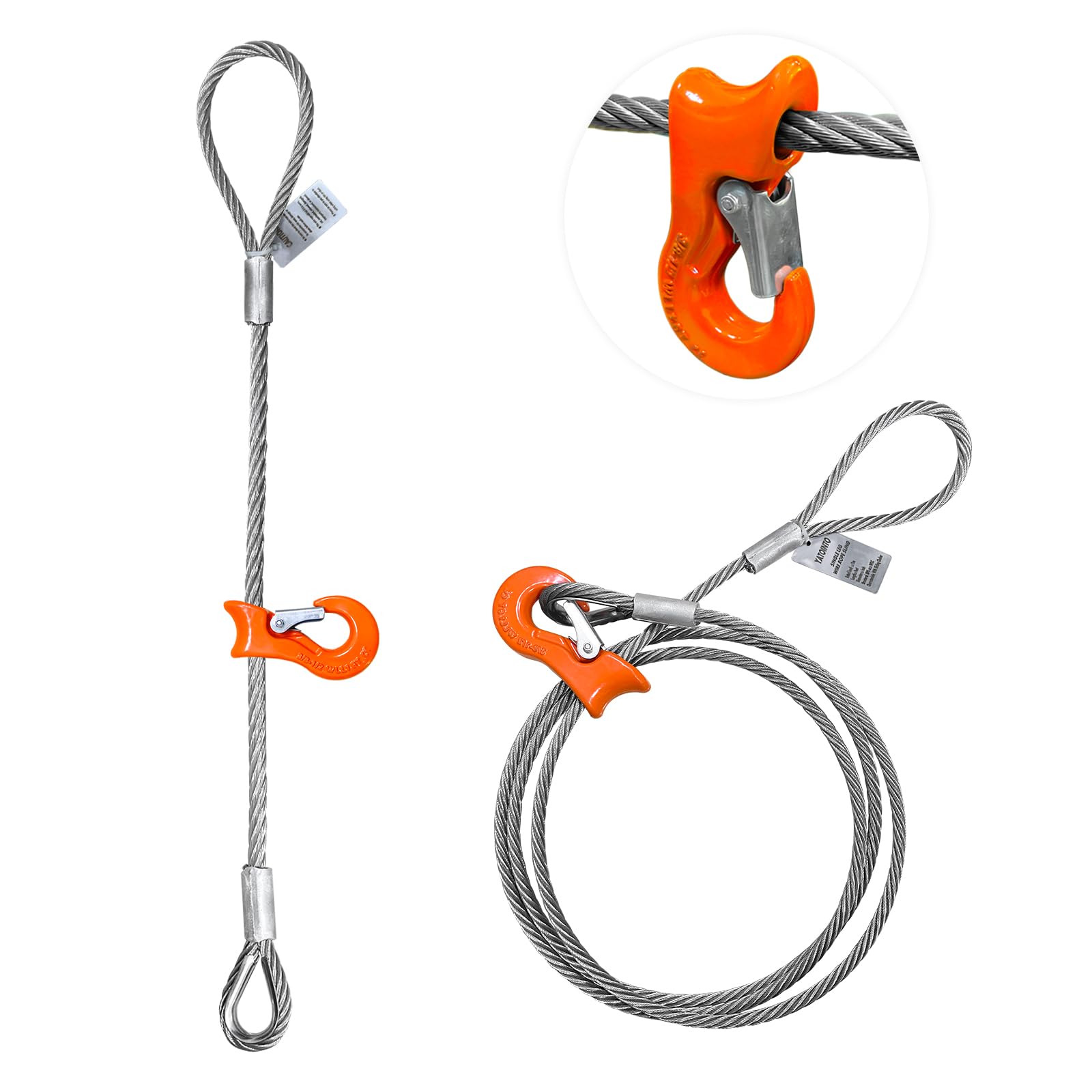 YATOINTO Single Leg Wire Rope Sling 1.4T/3300LBS Rated Load 10 FT ...