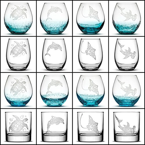 Choose your Sea Life Glass with Sea Turtle, Dolphin, Stingray, - Want ...