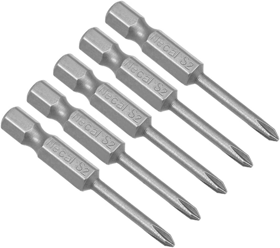 uxcell 5 Pcs 3mm PH0 Magnetic Phillips Screwdriver Bits, 1/4 Inch Hex Shank 2-inch Length S2 ...