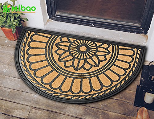 Mibao Half Round Entrance Door Mat, 24 x 36 inch Large Non-Slip Welcome ...