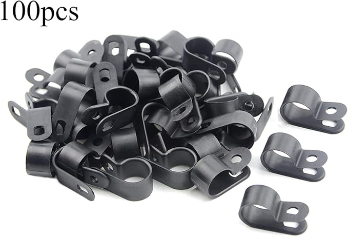Amazon.com: TOVOT 100 PCS R-Type Clip Cable Clamp 1/2" (13 mm) Black Nylon Screw Wire Clips ...