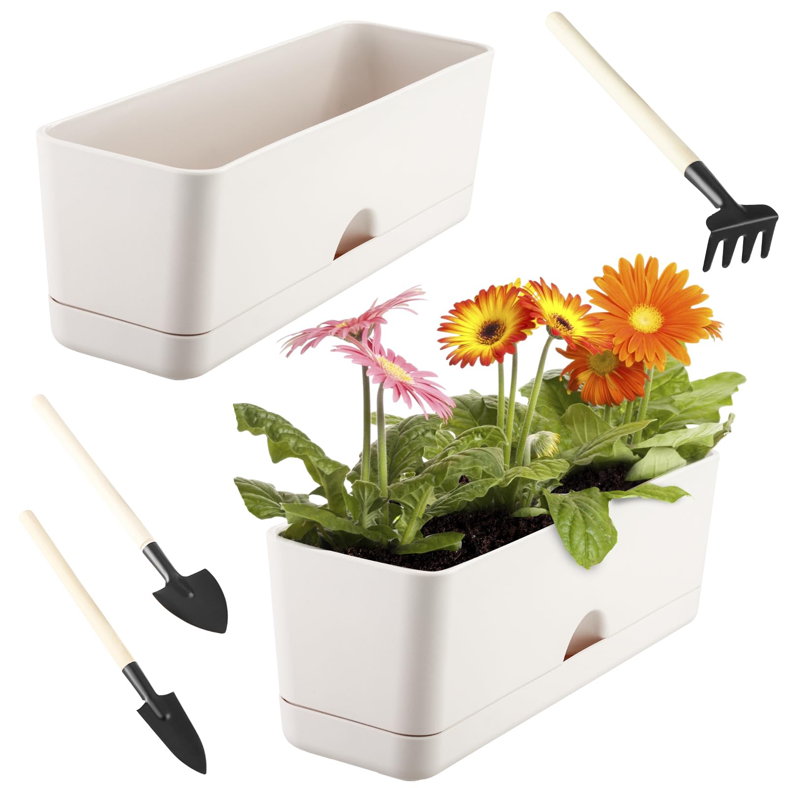 lucpur 2-Pack Flower Pots Large Window Boxes Planters 16 Inch Rectangle ...
