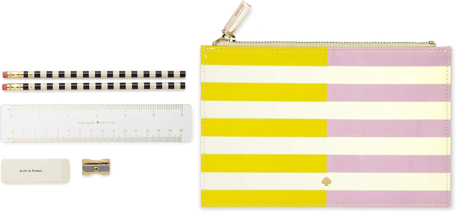 Kate Spade New York Women’s Gold Stripe Pencil Pouch – BigaMart