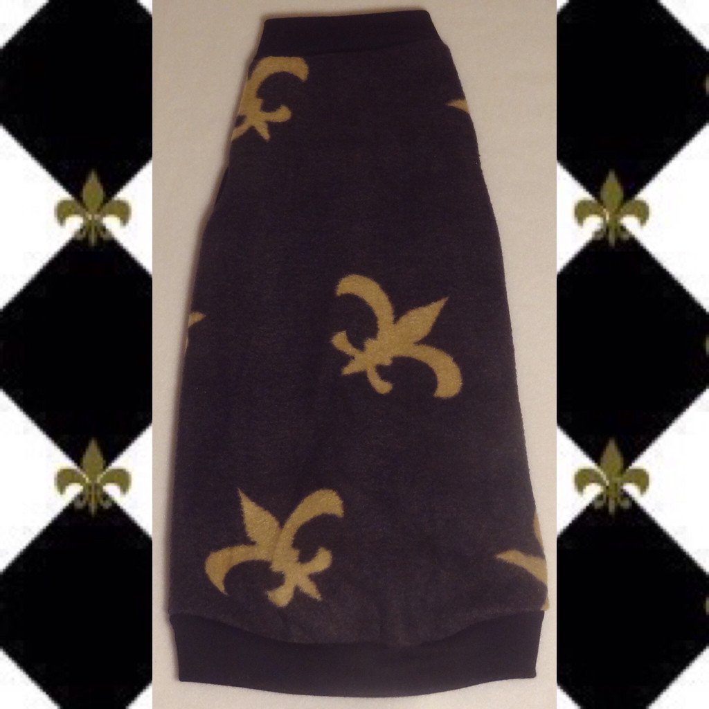 Black Fleece Fleur De Lis Cat Clothes for Sphynx, Cornish Rex, Devon ...