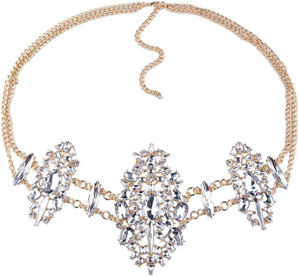 Sethain Boho Rhinestone Waist Chain Gold Crystal Body Chains Beach ...