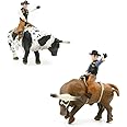 Amazon.com: Rodeo Toys Playset – 2 Bucking Bulls and Riders Bull Riding ...