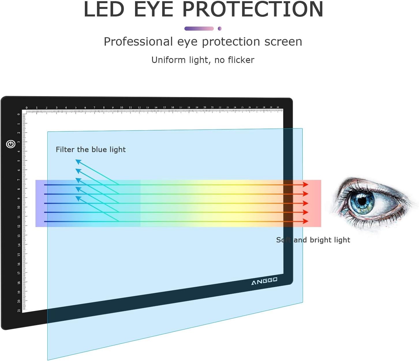 A4 LED Light Box Drawing, ANGGO Stepless Brightness LED Copy Board ...