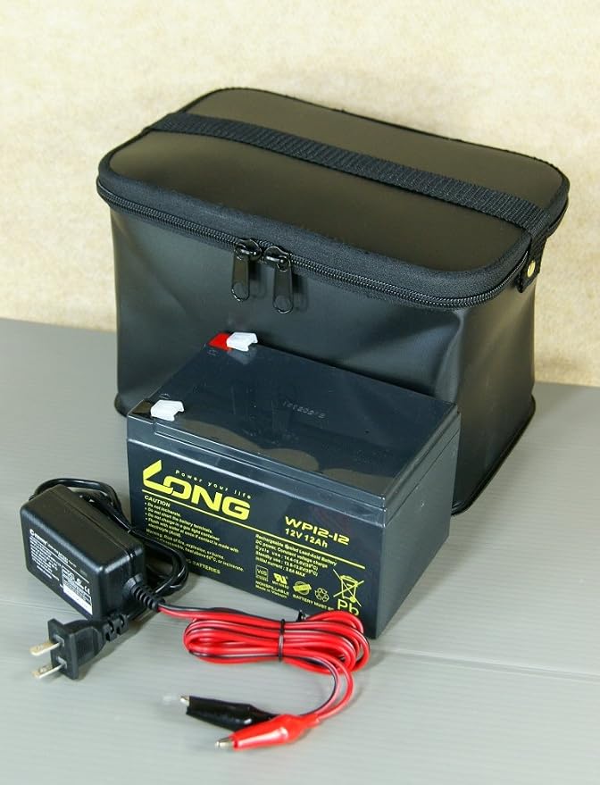 Amazon | 魚探 電動リール 用 バッテリー 充電器セット (12Ah）EVA（黒）キャリーバッグ付き | バッテリー＆電源 | 魚群探知機
